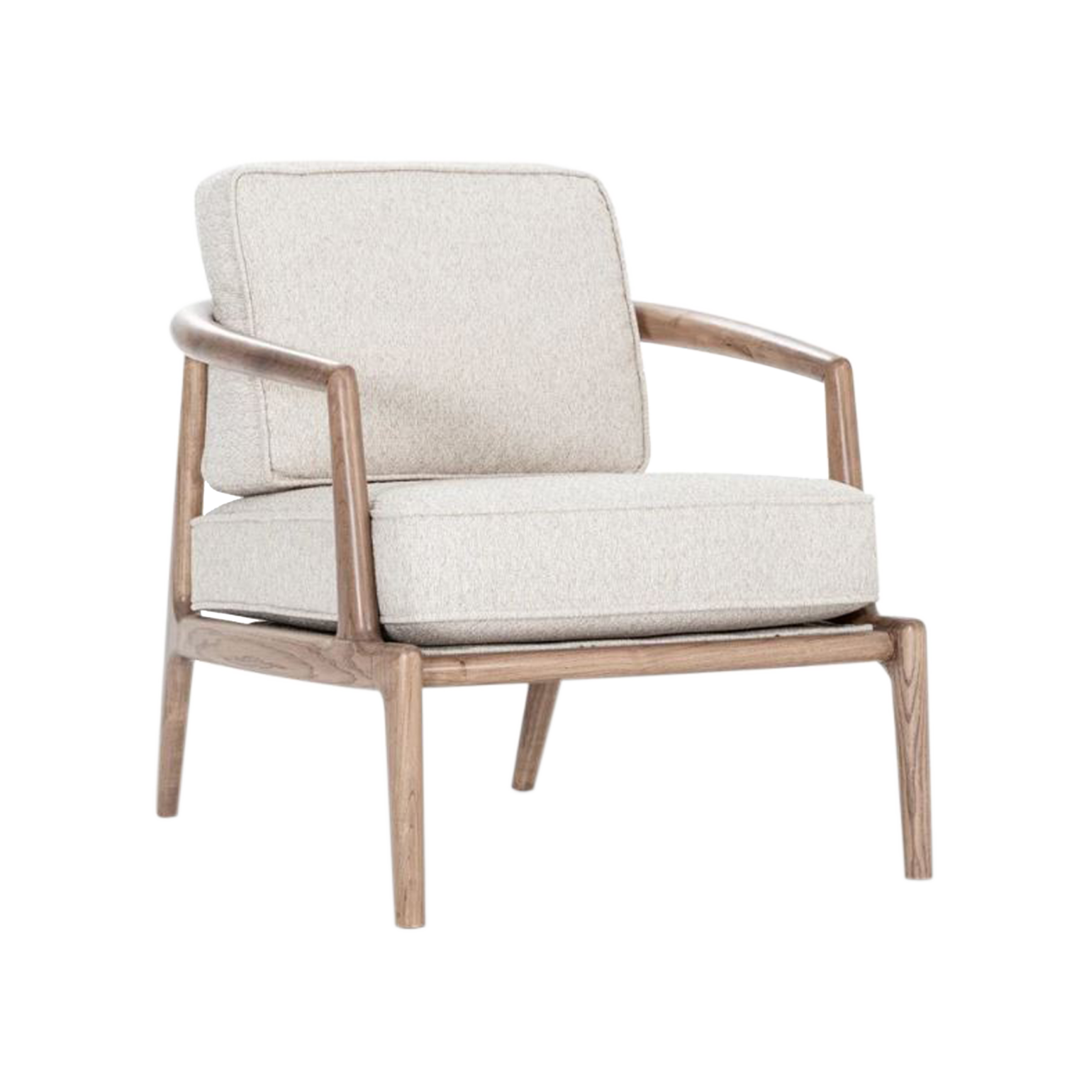 lounge chair made of solid teak wood with covered in foam and upholstery