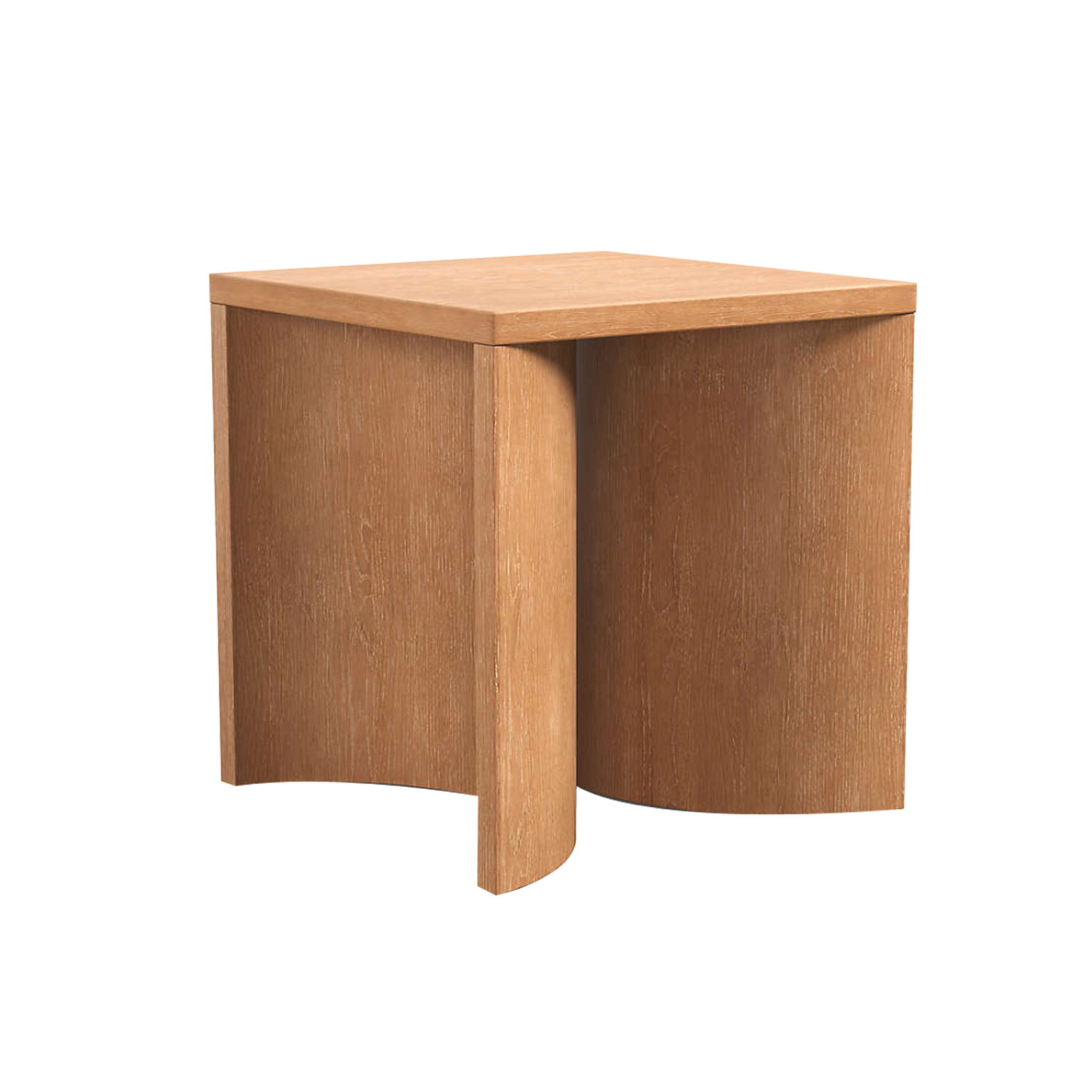 side table made of solid teak wood with a semicircular shape